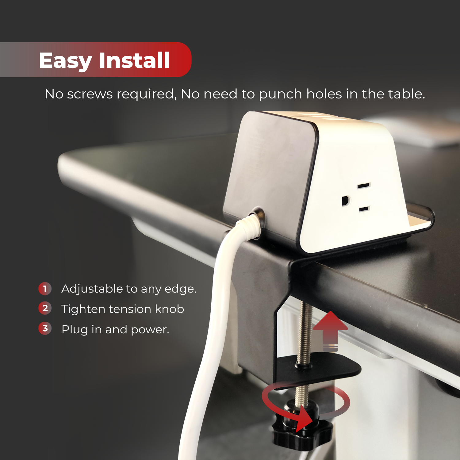 AnthroDesk Clamp-on Wireless Charger Power Socket